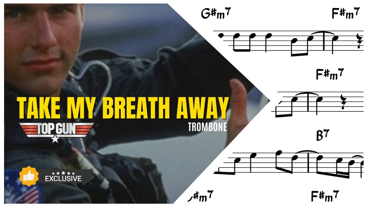 TROMBONE PARTITURA | Top Gun | Take my breath away | Playback Tom ...