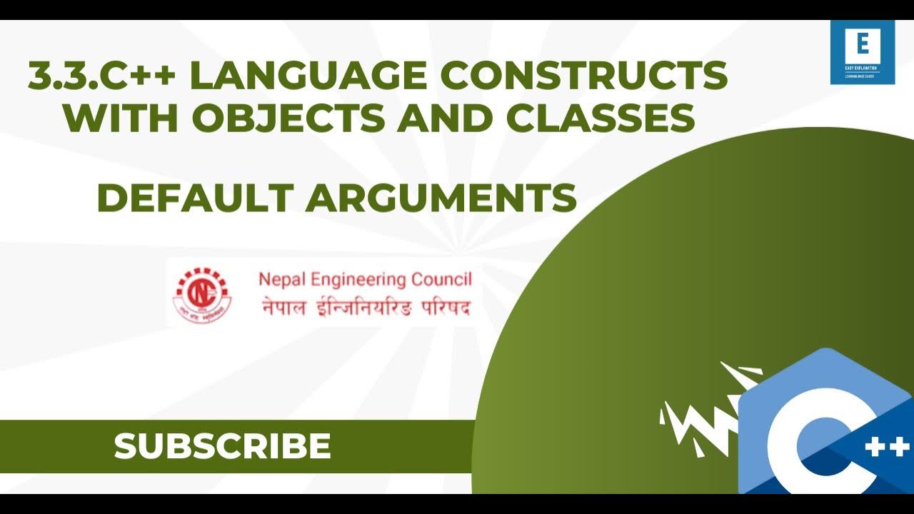 3.3.C++ language constructs with objects and classes: DEFAULT ARGUMENTS || NEC LICENCE EXAM||# ...