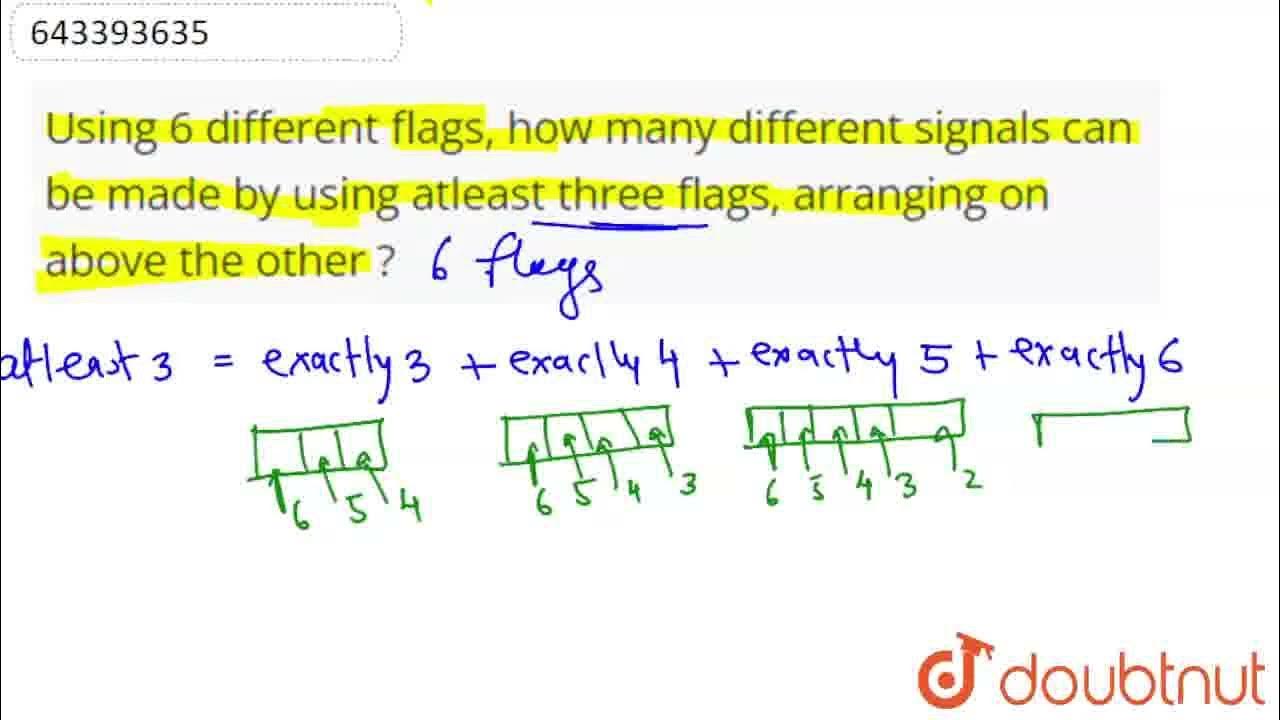 Using 6 different flags, how many different signals can be made by using atleast three flags, ar ...
