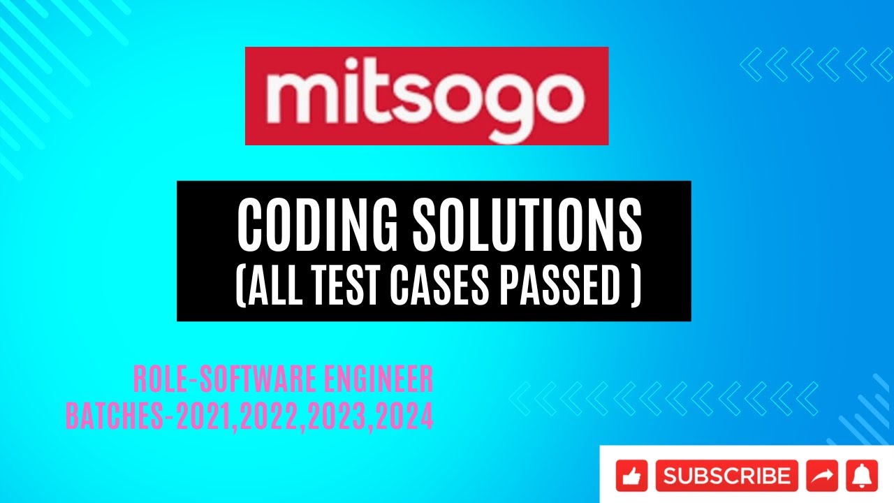 MITSOGO CODING SOLUTIONS || SOFTWARE ENGINEER || EXAM PATTERN || LIKE, SHARE AND SUBSCRIBE - YouTube