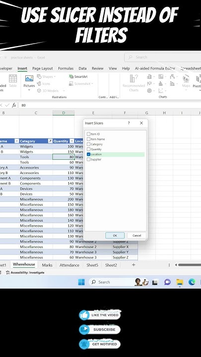 USING SLICER INTEAD OF FILTERS #excel #excelformulas #exceltips - YouTube