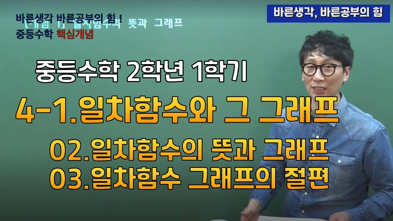 중등2학년1학기 핵심개념15일차함수의 뜻과 그래프 일차함수 그래프의 절편 Youtube