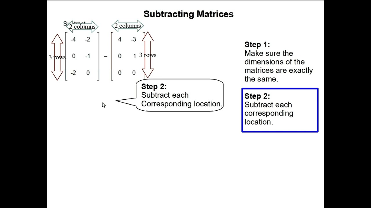 How To Subtract Matrices YouTube How To Subtract Matrices YouTube