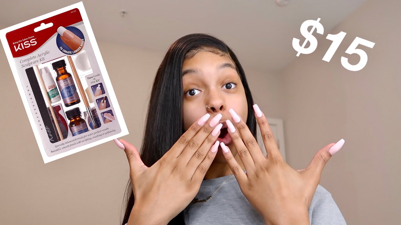 DOING MY OWN ACRYLIC NAILS FOR THE FIRST TIME FOR $15... Fail? | Kiss ...