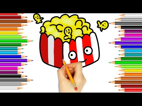 Learning to draw a cute popcorn box drawing is easy and fun for ...