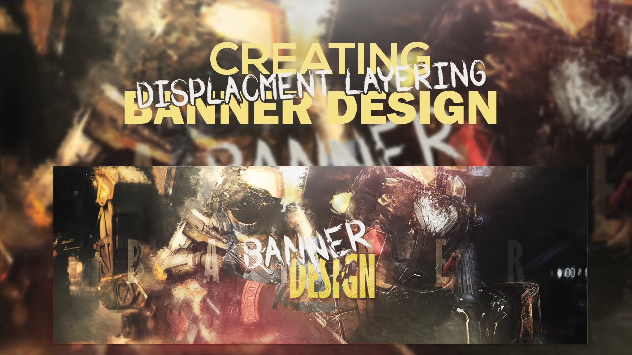 Photoshop Tutorial: Displacement Layering Banner Design - YouTube