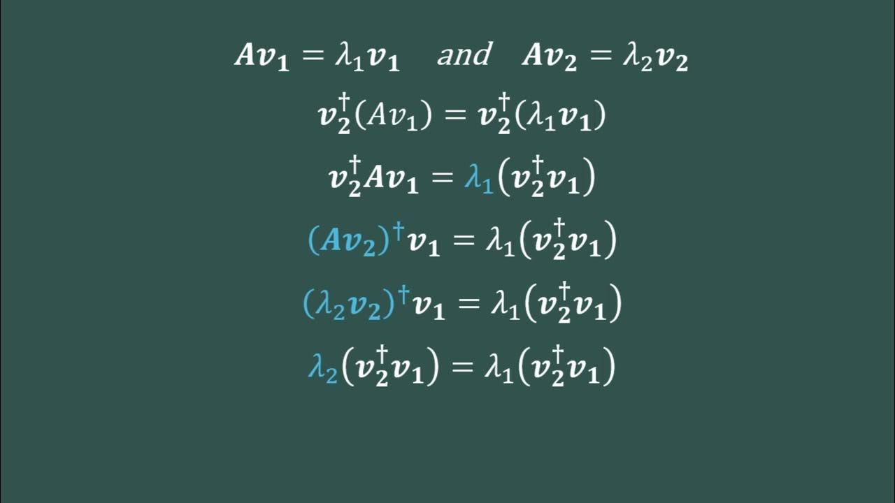 Orthogonality of Eigenvectors of Hermitian Matrices - YouTube
