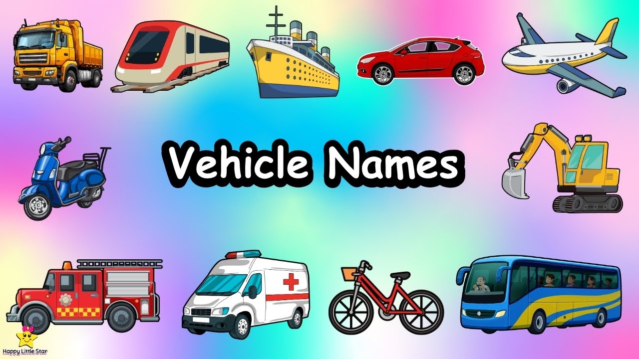 Vehicle Names and sounds and Fun quiz in English for kids | Types of ...