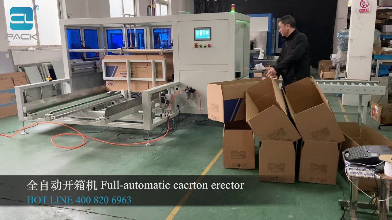 Automatic large carton unpacking machine - YouTube