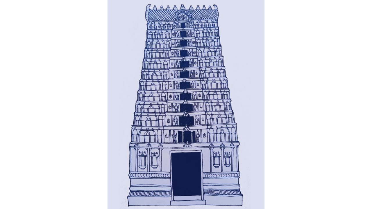 Srivilliputhur andal temple gopuram drawing. Gopuram drawing easy ...