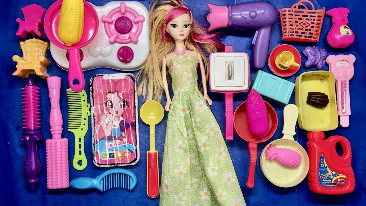 Miniature kitchen cooking food toy || barbie doll kitchen cooking food ...