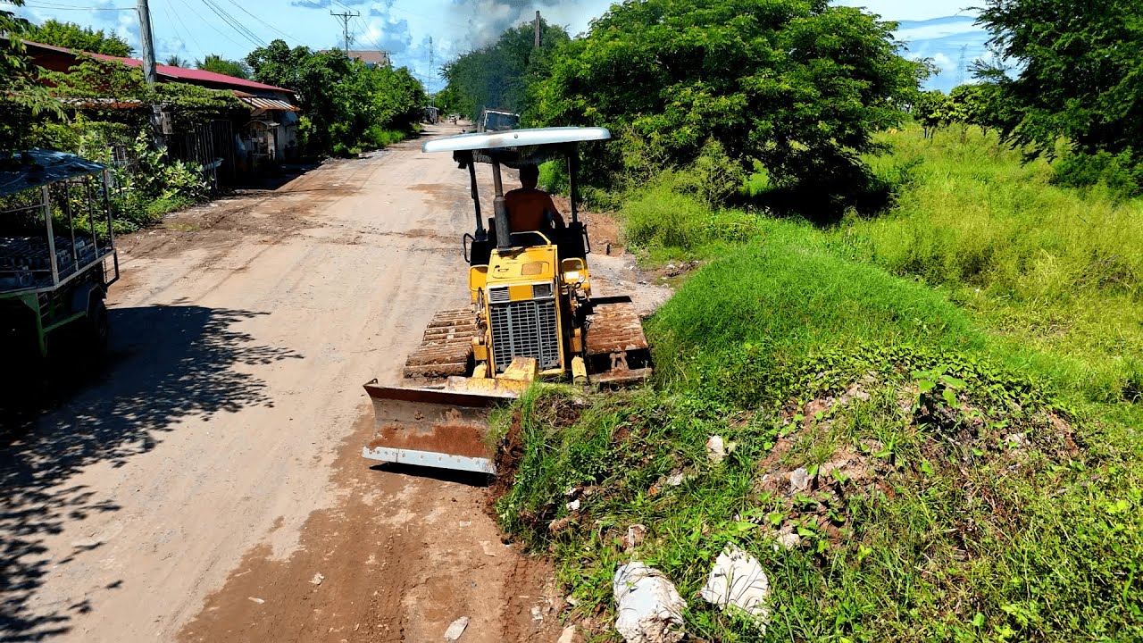 Cleaning Roads Good Village By Dozer D20P Pushing & Soil Grass To Widen ...