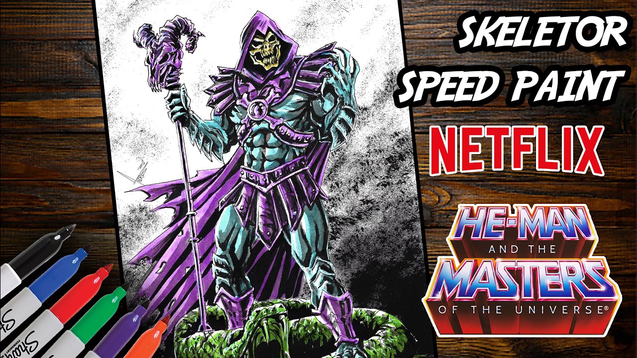 DRAWING SKELETOR HE-MAN masters of the universe / desenhando ESQUELETO ...