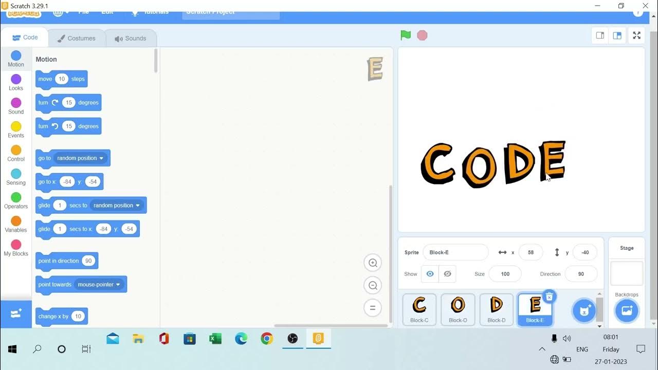 Scratch program 5 - Animating a Word - YouTube