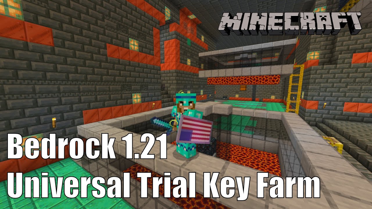 1.21 Bedrock Universal Trial Key Farm - YouTube