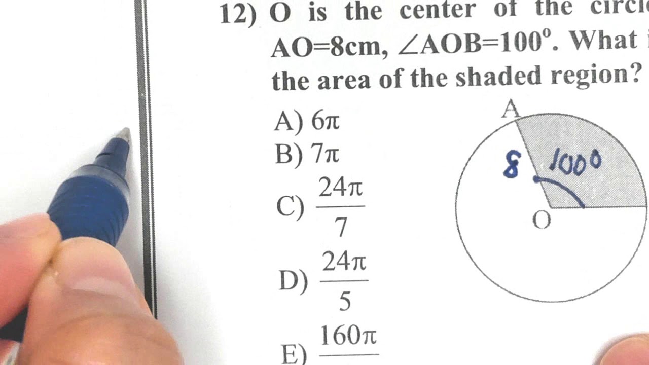 ACT Geometry - Area of Circles and Sectors - Question 12 - YouTube