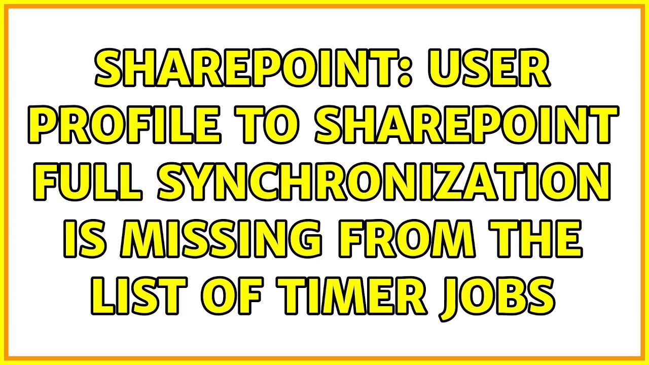 Sharepoint: User Profile to SharePoint Full Synchronization is missing ...