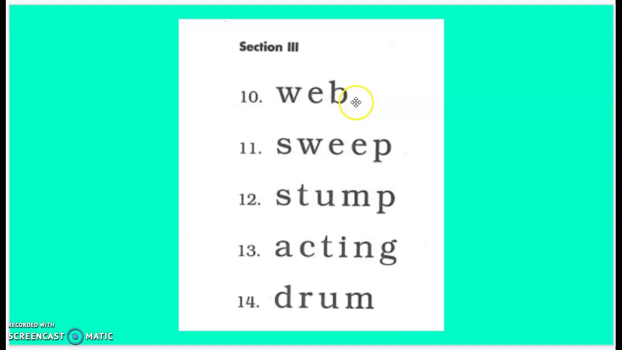 Saxon Phonics Lesson 45 Assessment 8 - YouTube
