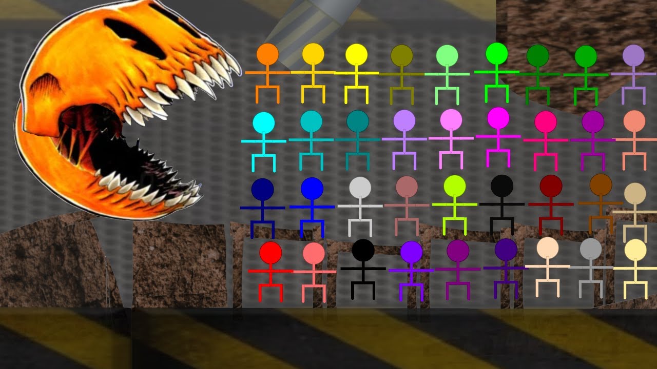 STICKMAN vs HORROR PACMAN #4 Survival Stickman Race in Algodoo Escape ...