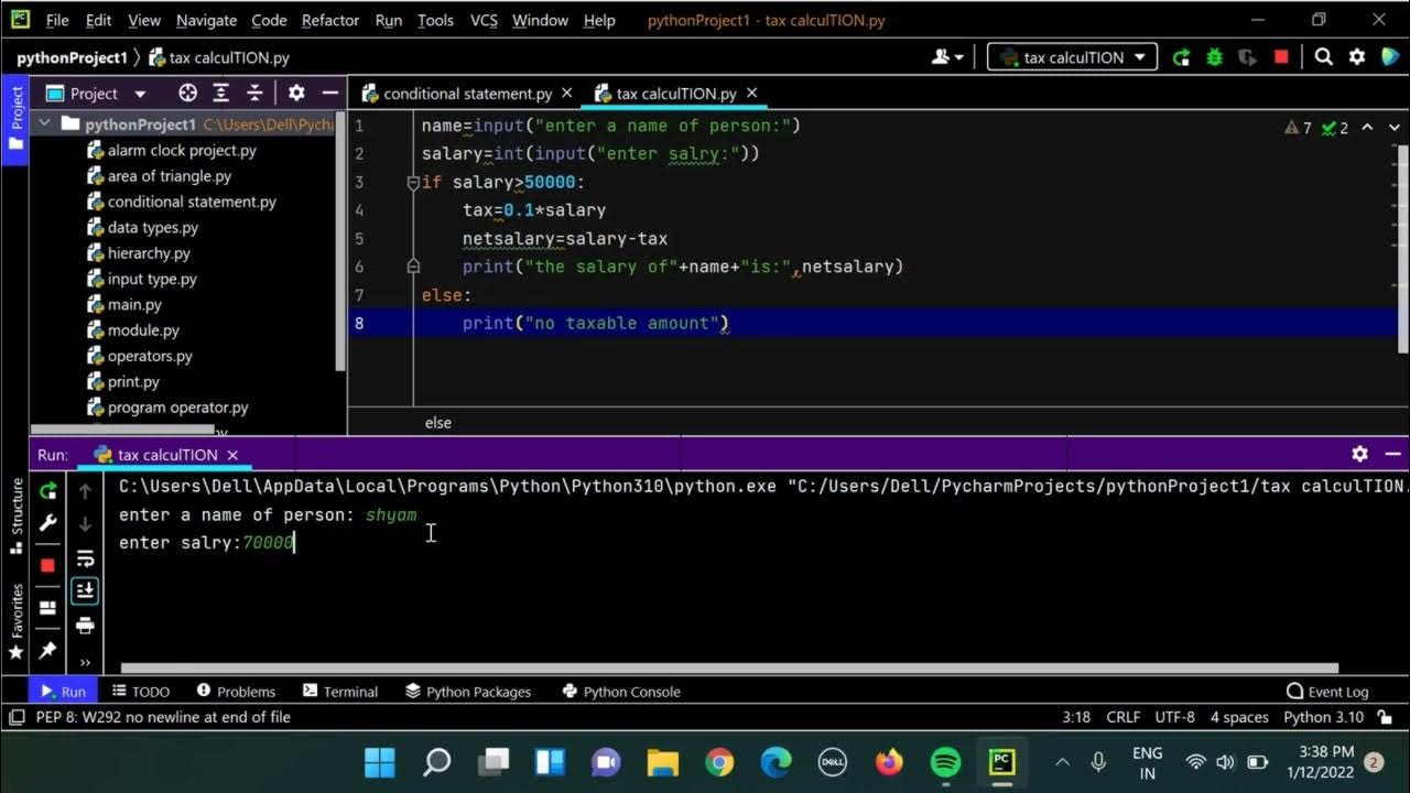 tax calculation python program - YouTube