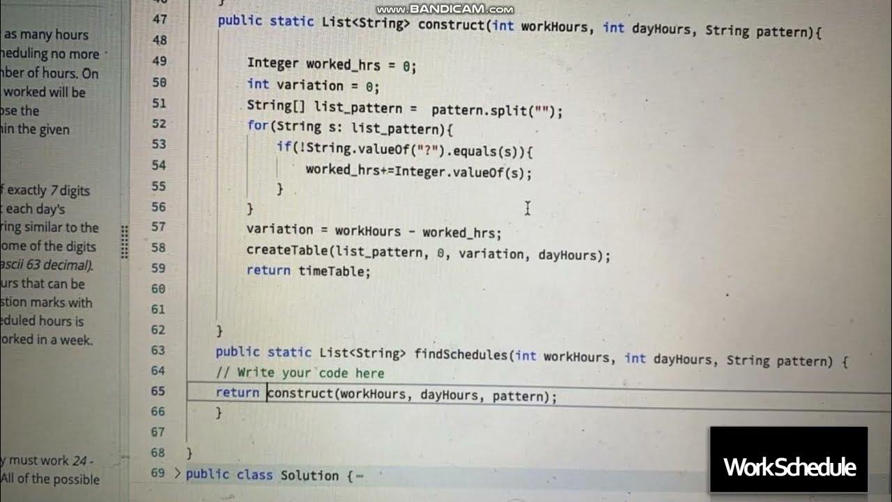 Work Schedule HackerRank Code in Java. - YouTube