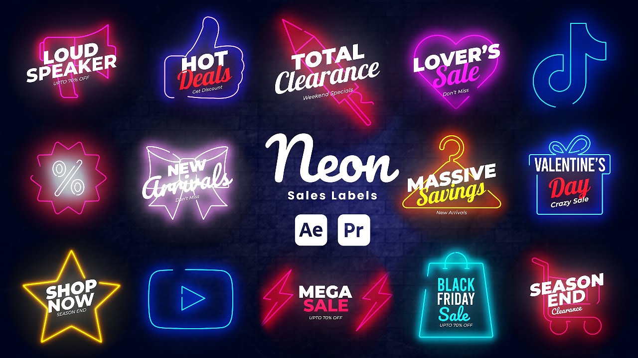 Neon Sale Labels Premiere Pro Tutorial - YouTube