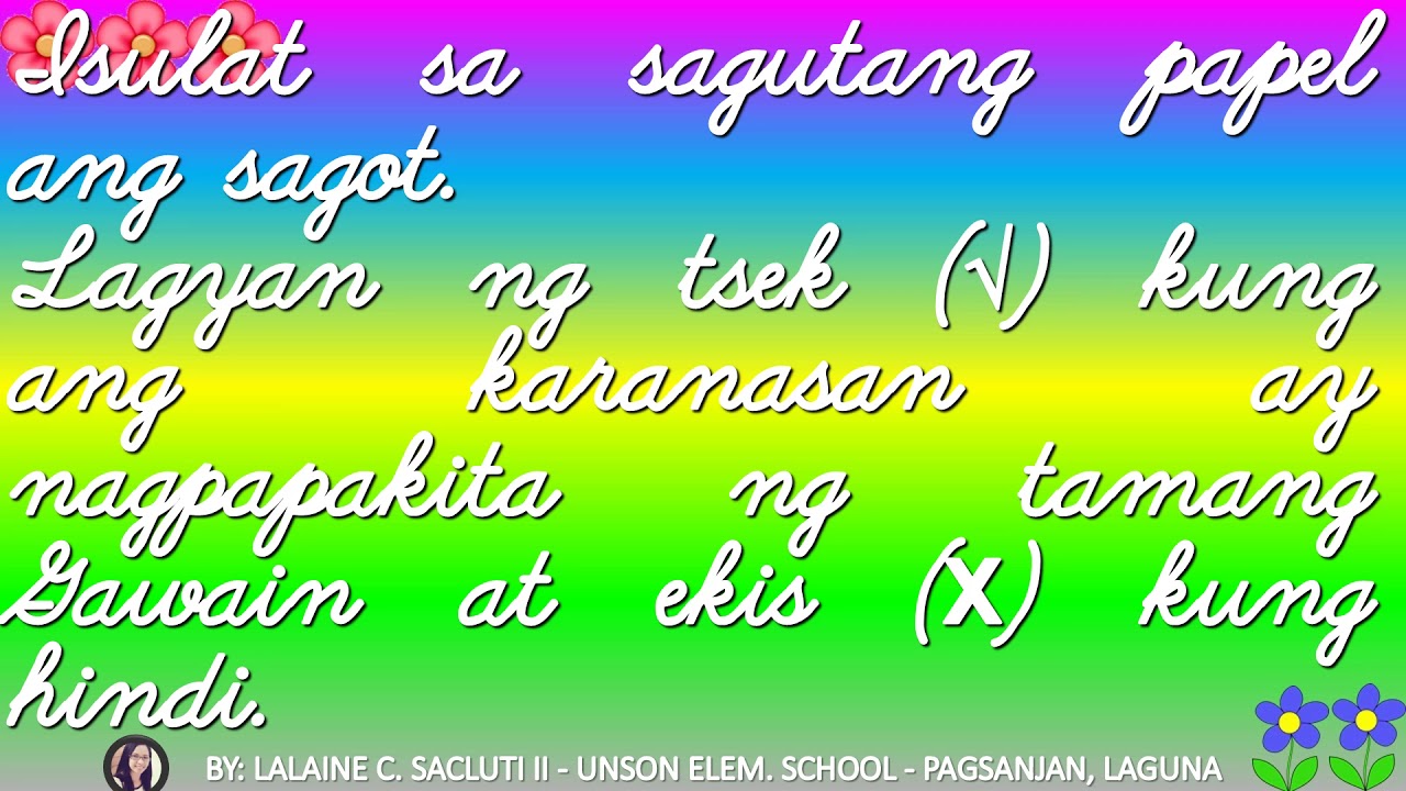 FILIPINO Yunit 2 Aralin 7 Karanasan Ko, Iuugnay Ko E - YouTube