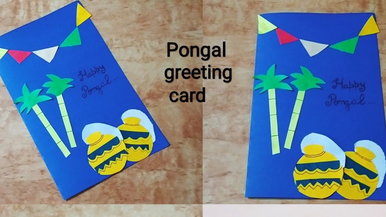 DIY pongal greeting card | Simple pongal greeting card | how to make ...