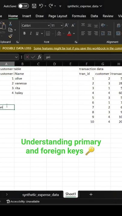 Understand primary and foreign keys for data modelling. #excel # ...