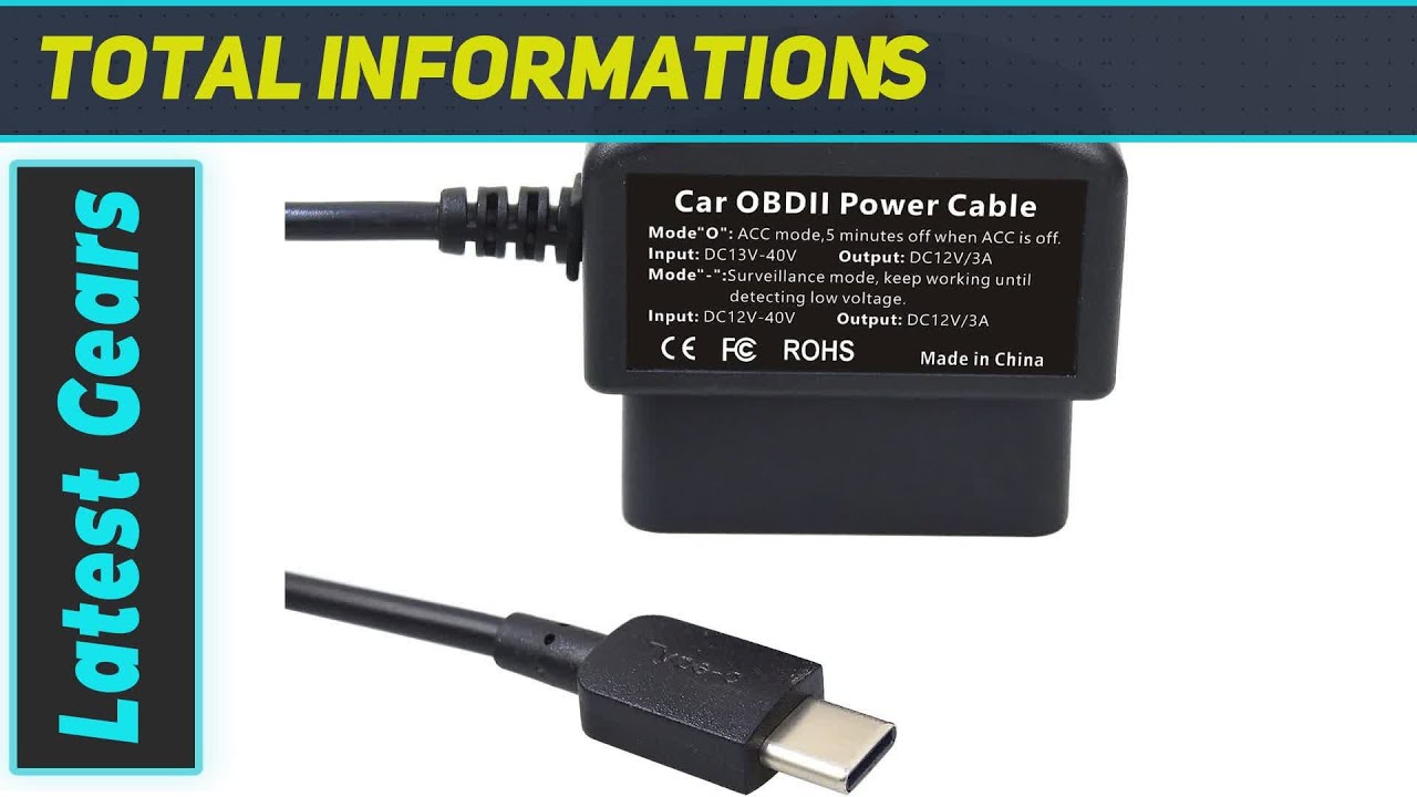 EnruigeOK Universal OBD to USB-C Type-C 12V Output Power Cable Review ...