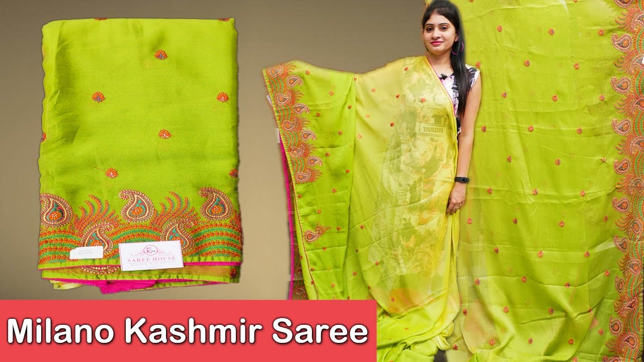 Milano Kashmir Silk Sarees With Embroidery Border || Latest Silk Sarees ...