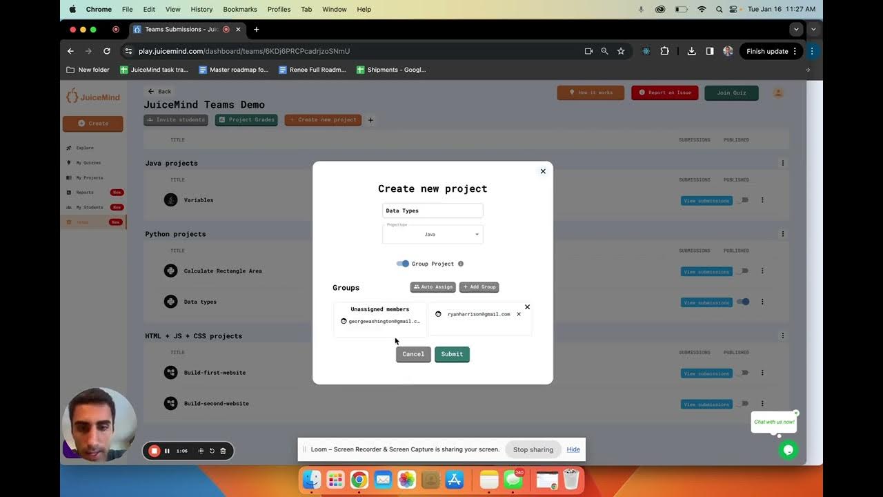 Creating Group Projects in JuiceMind Teams - YouTube