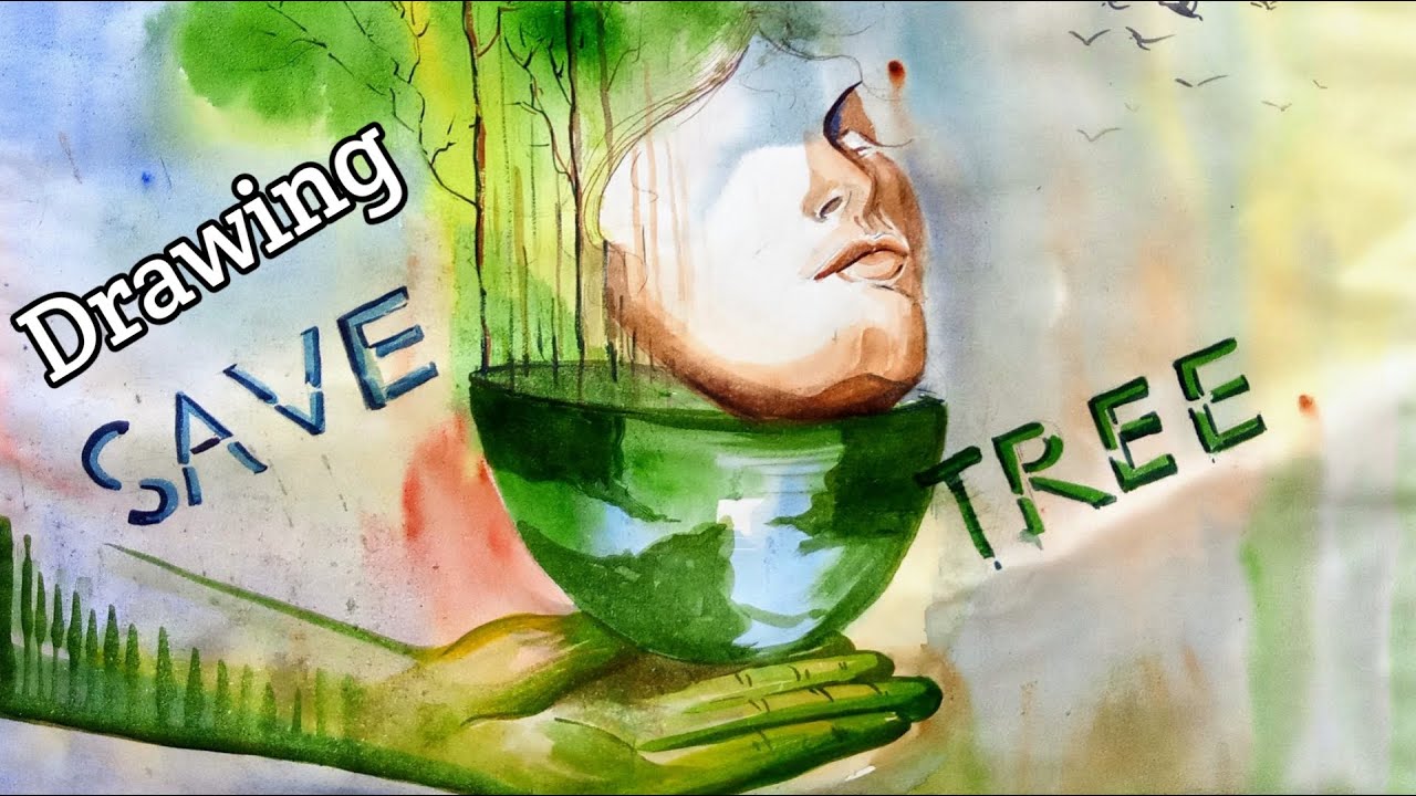 Save tree and save earth drawing || save tree and save earth poster ...