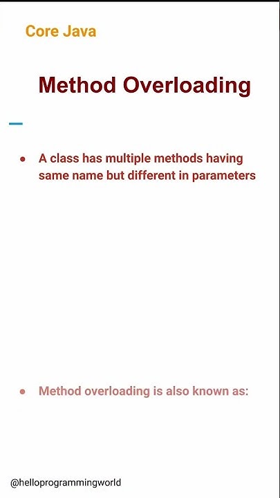 Method Overloading (13) #corejava - YouTube