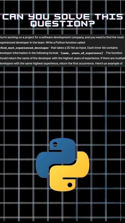 Python problem solving : finding the senior developer 🔥 #coding - YouTube