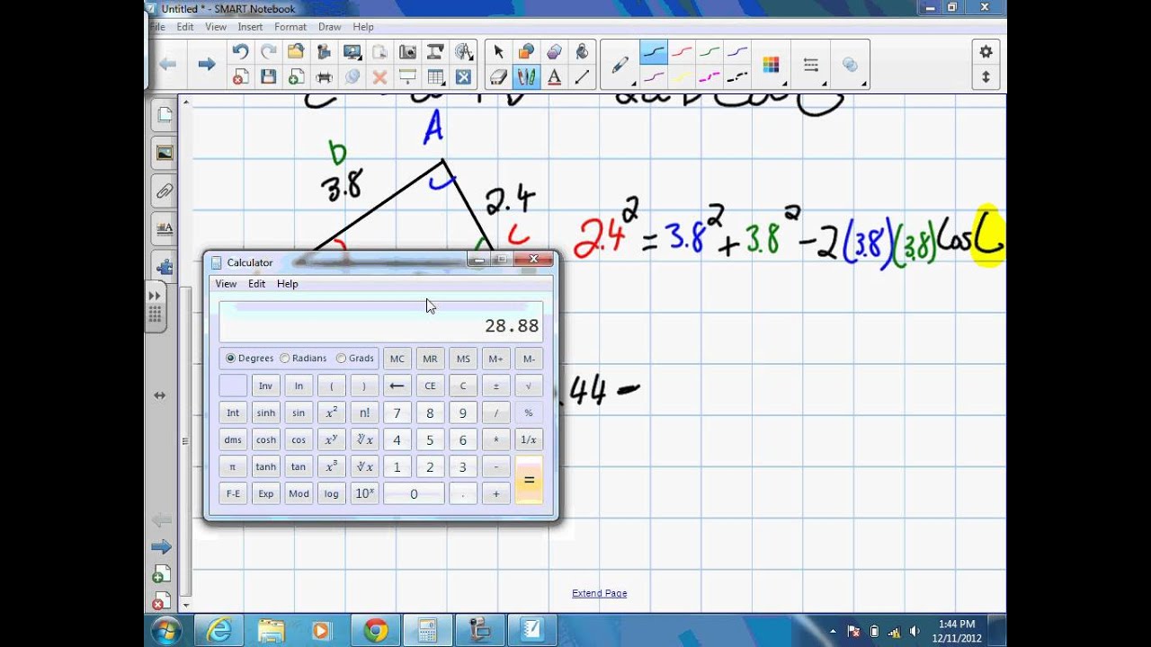 Finding Angles using Cosine Law Grade 10 Academic Lesson 8 3 12 11 12 ...