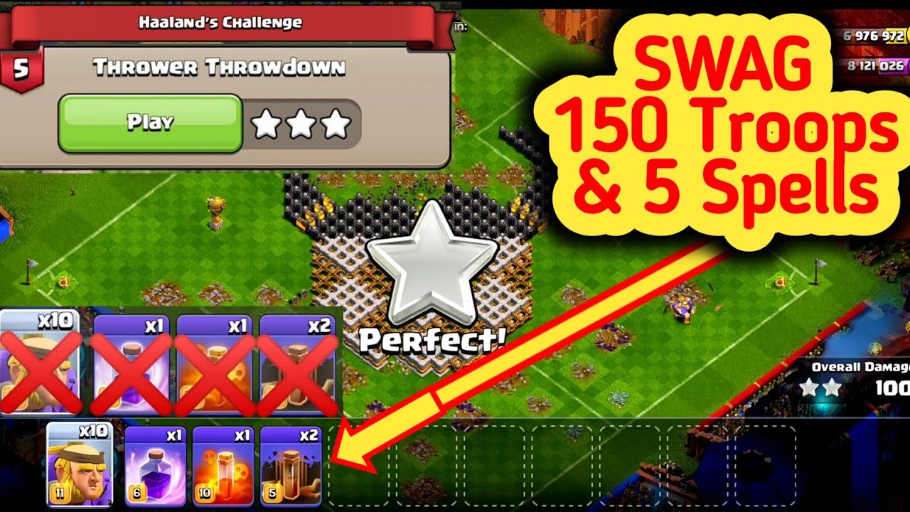 Thrower Throwdown Haaland's Challenge 5 coc - 3 Star with SWAG 150 ...