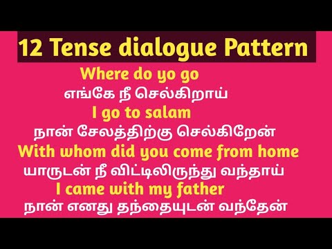 12 Tense Dialogue Pattern with tamil meaning #easyaaenglishpesalam # ...