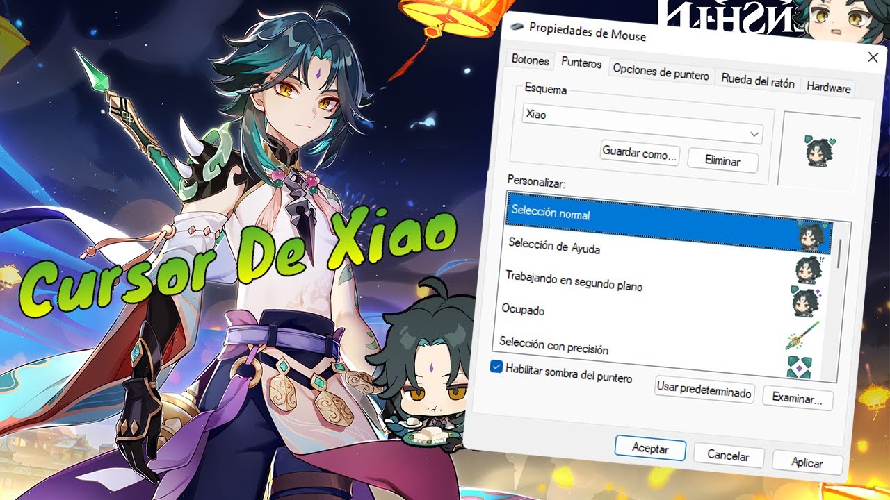 Cursor Del Mouse de Xiao Genshin Impact | Como Cambiar el puntero del ...