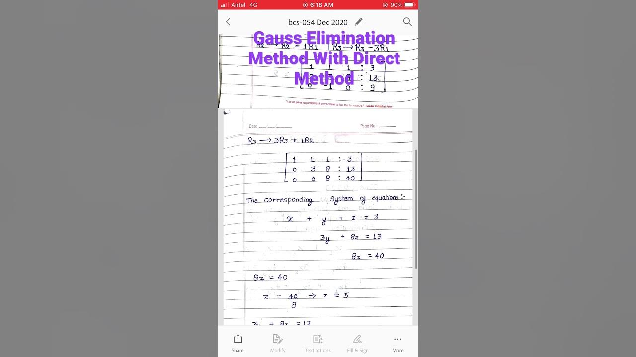 System of Equations Using Gauss Elimination Method | #short # ...
