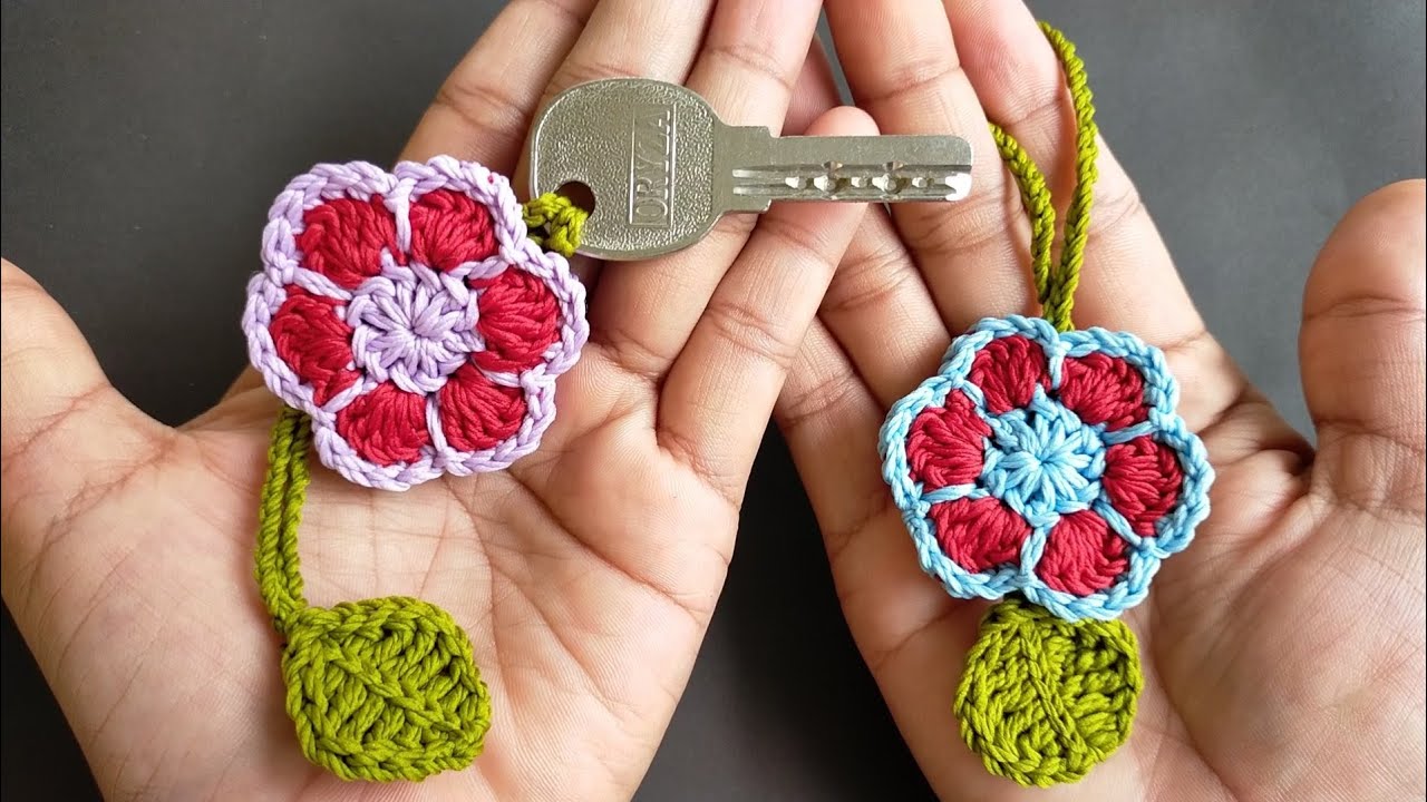 CROCHET KEYCHAIN | Crochet Flower Keychain Tutorial 165 - YouTube