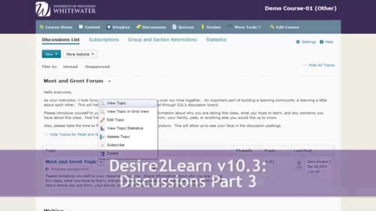 Desire2Learn v10.3: Discussions Part 3 Printing Your Thread - YouTube