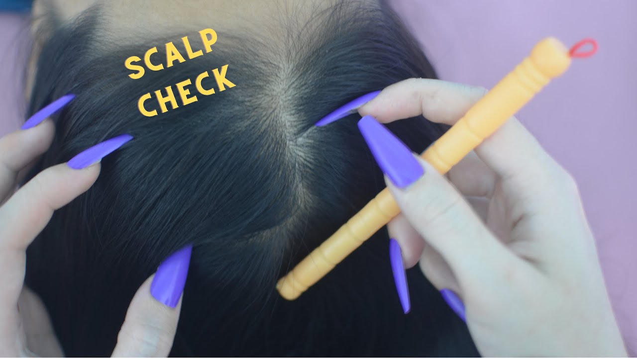 ASMR Scalp Check With Sticks, No Talking Scalp Care, Hair Parting For ...