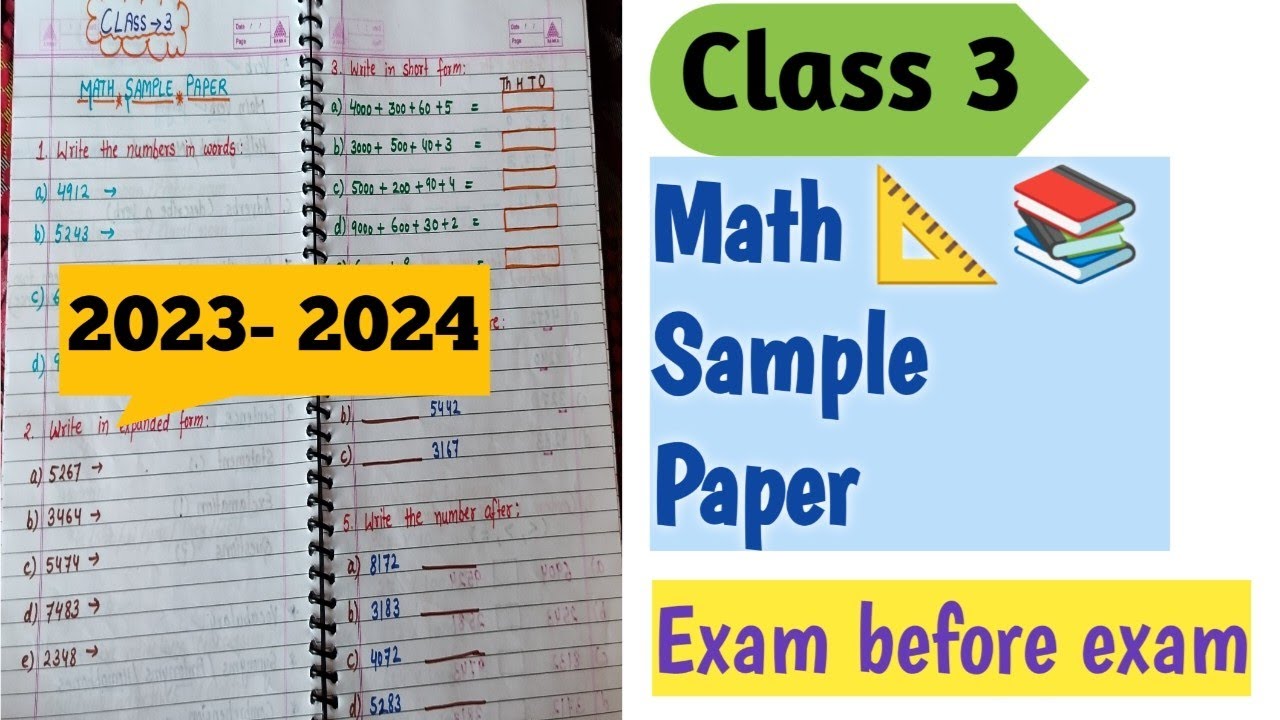class 3 maths final exam sample paper 2023। Class 3 के बच्चों का maths ...