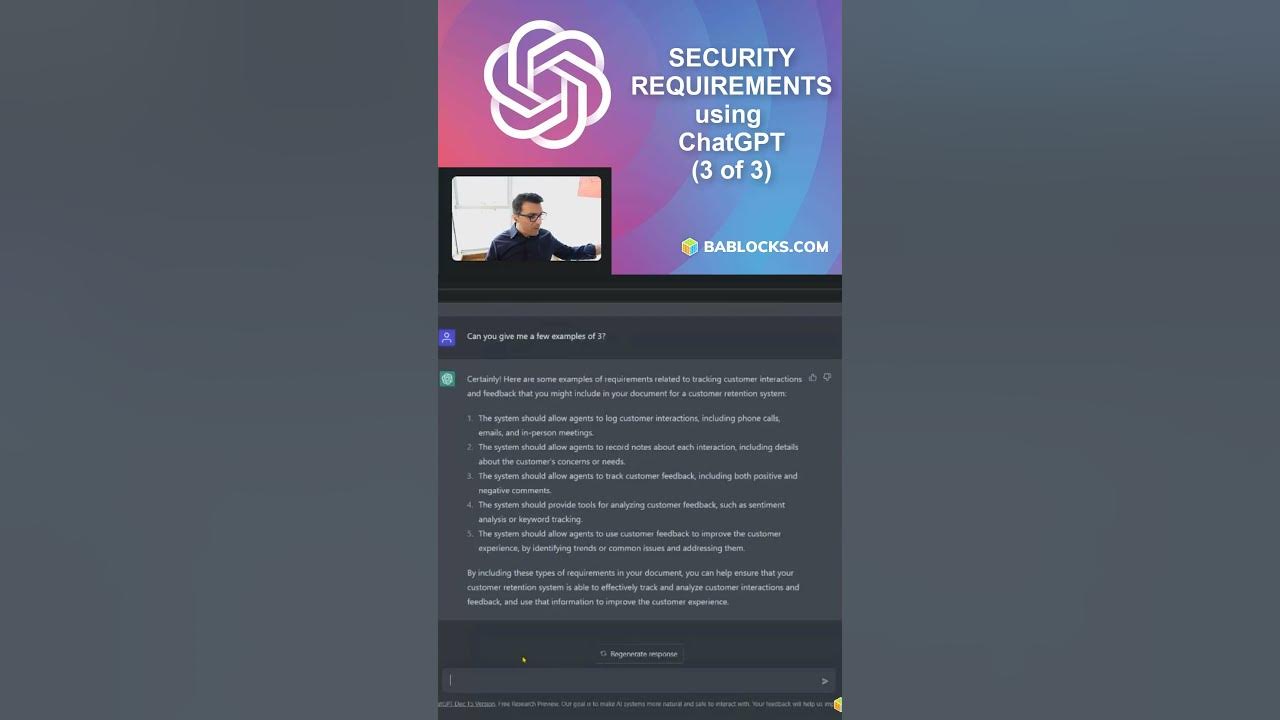 Security Requirements Using OpenAI ChatGPT (3 of 3) - YouTube