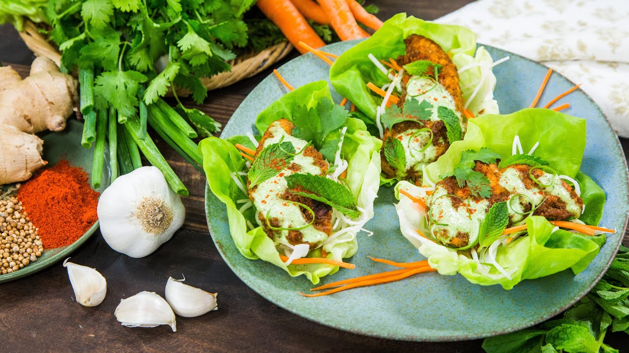Maiki Le's Chicken Lettuce Wraps with Herbed Yogurt Sauce - Home ...