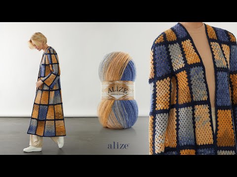 Alize Angora Gold Batik ile Kademeli Motif Hırka