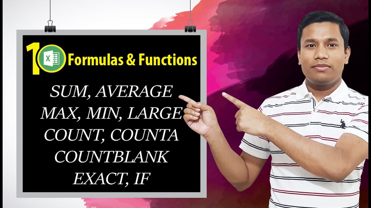Excel 10 Formulas Functions SUM AVERAGE MAX MIN LARGE COUNT excel-10-formulas-functions-sum-average-max-min-large-count