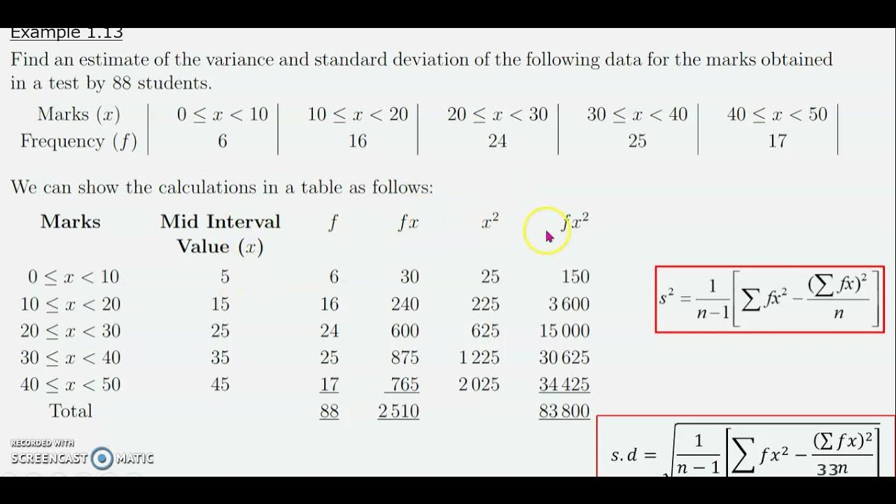Variance and SD - grouped data - YouTube
