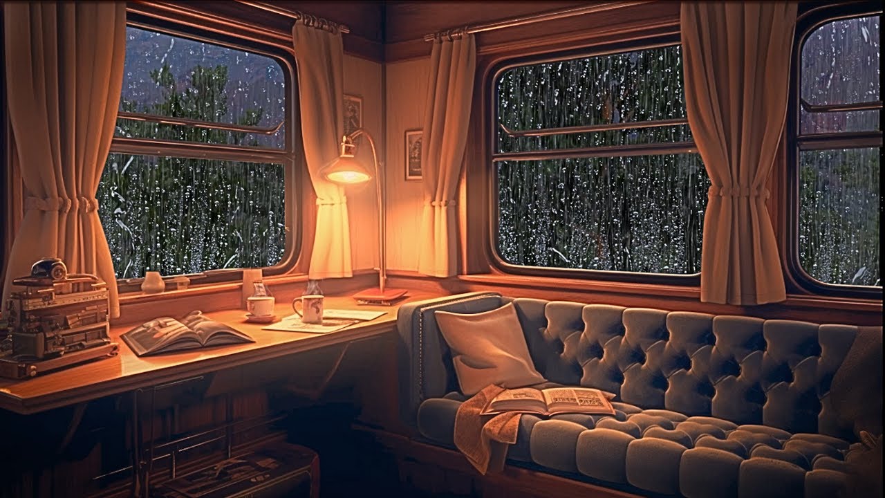 Night Train Ambience for Sleeping with Rain Sounds 8 hours - YouTube